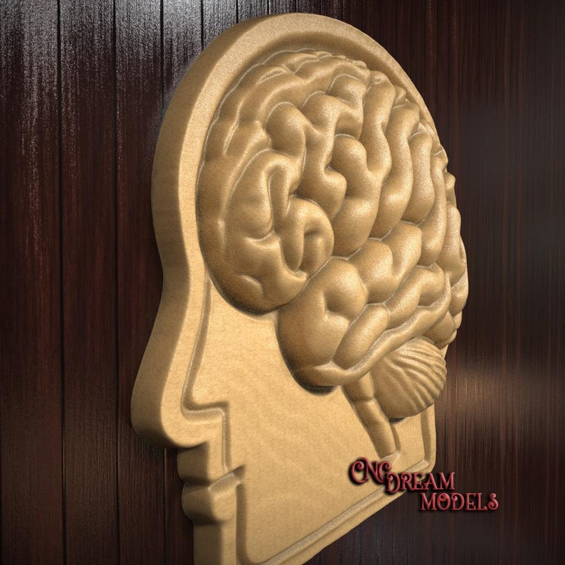 Brain Head Wall Art, 3D Relief CNC Router Carving File | STL File for ...