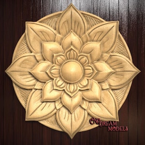 Mandala Flower 3D Relief STL File for CNC Router Carving or 3D Resin ...
