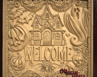 Scary Turn Back Halloween Sign | 3D Relief STL File for CNC Router ...