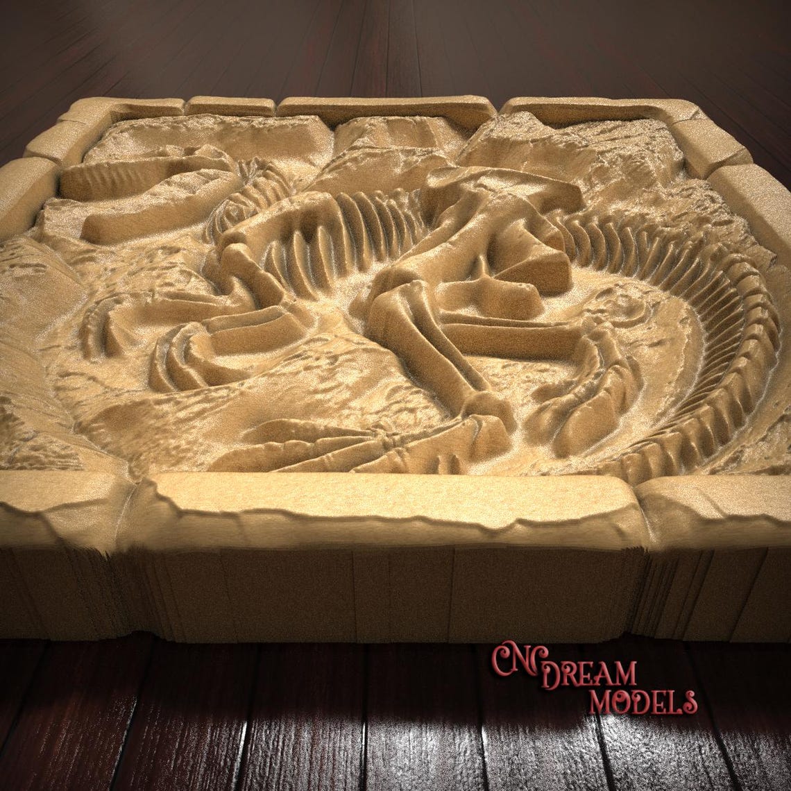Dinosaur Fossil Relief 3D STL File for CNC Router Carving or 3D Resin ...