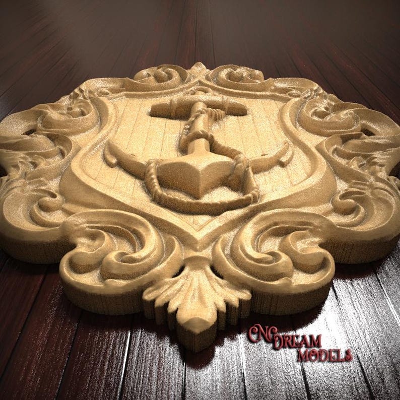 Nautical Anchor 3D Relief STL File for CNC Router Carving or 3D Resin ...