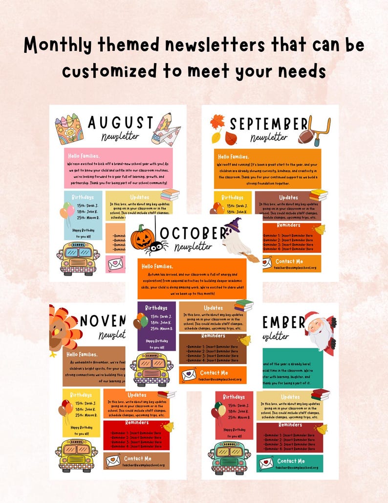 Monthly Editable Classroom Newsletter Template | Monthly Parent ...