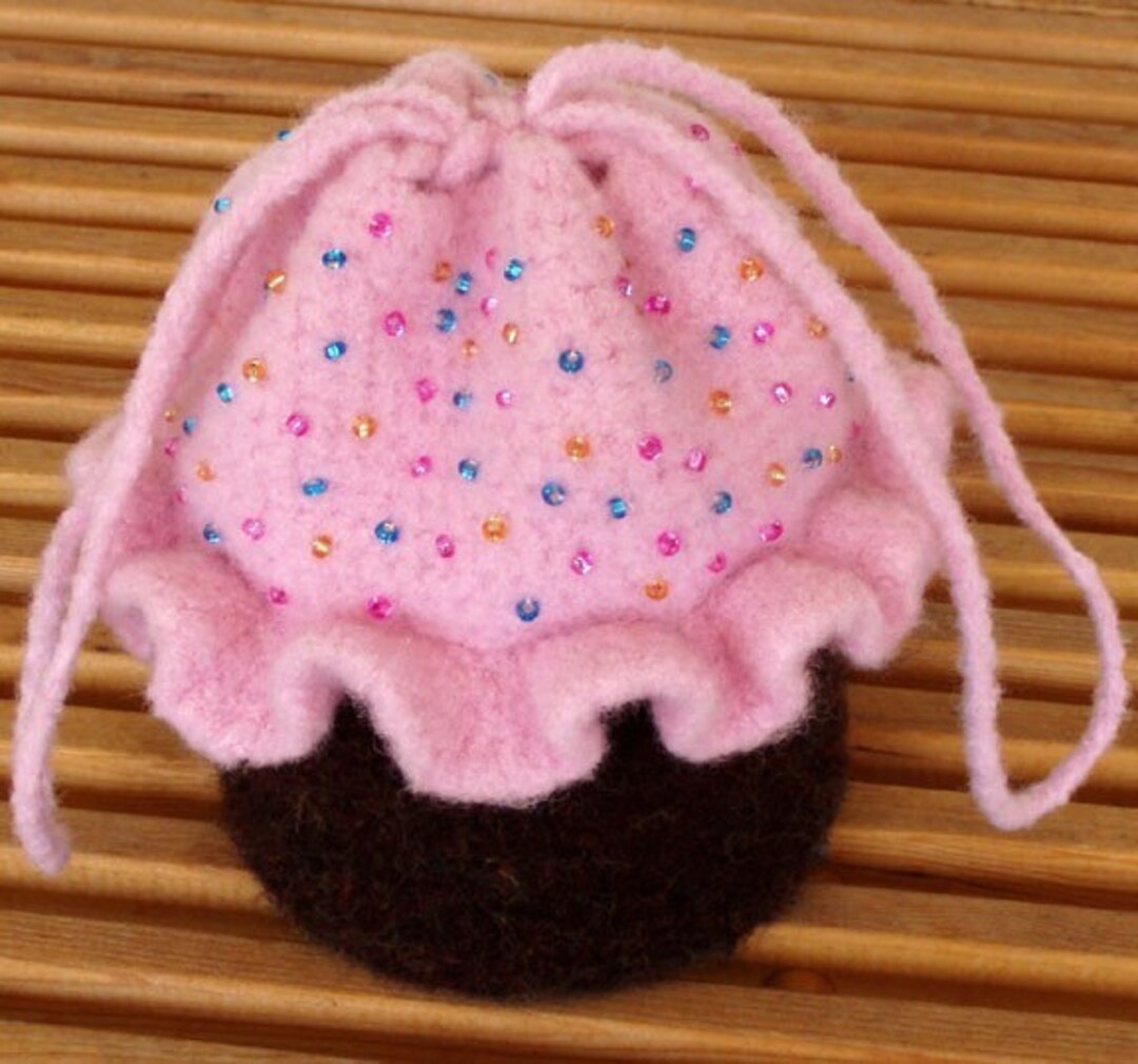 Crochet Pattern for Wool Felted Cupcake Bag Purse - Etsy