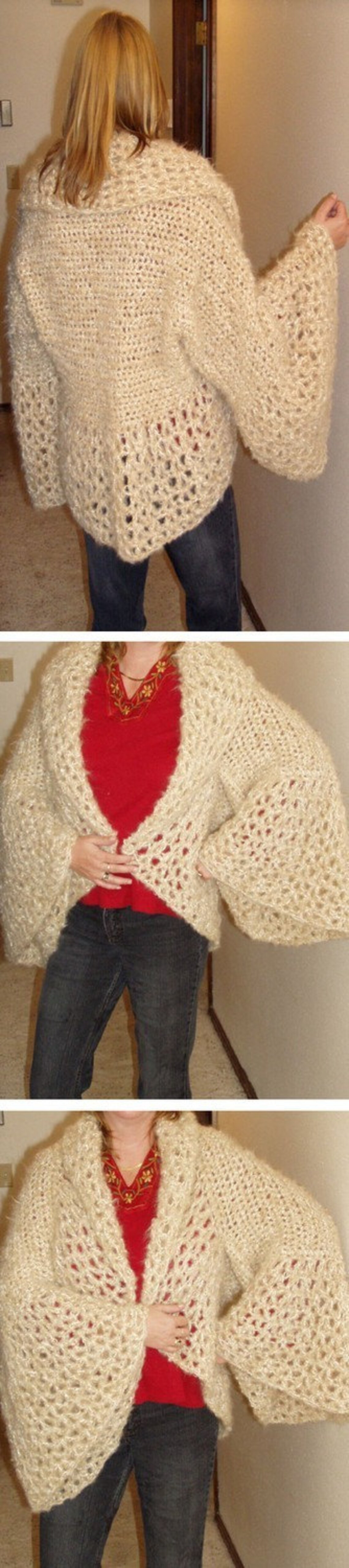 Crochet Pattern for Large Flare Sleeve Collar Shrug Pdf - Etsy