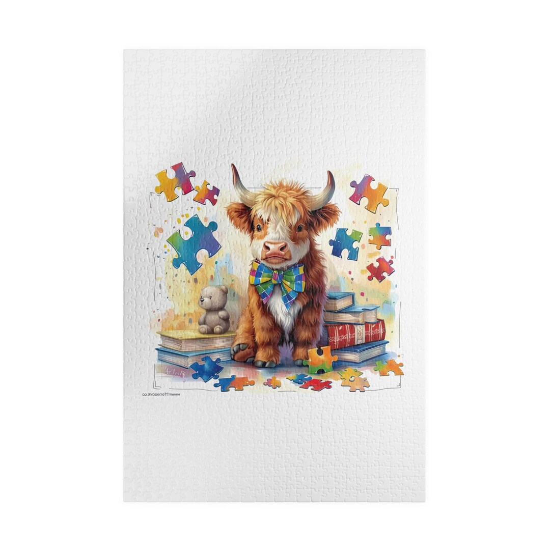 Jigsaw Puzzle, Autism Cute Highland Cow 520 Piece, Fun Brain Teaser ...