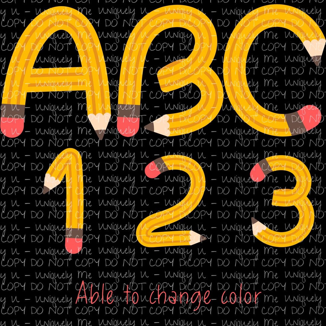 Editable Pencil Alphabet & Numbers Canva Bundle | ABC 123 Clipart ...