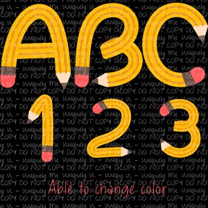 Editable Pencil Alphabet & Numbers Canva Bundle | ABC 123 Clipart ...