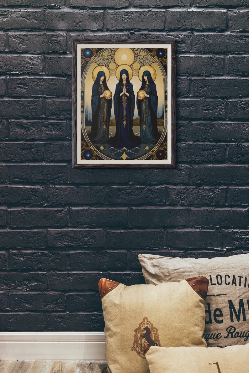 Norse Mythology Art Nouveau Poster: the Norns, Nordic Goddesses - Etsy
