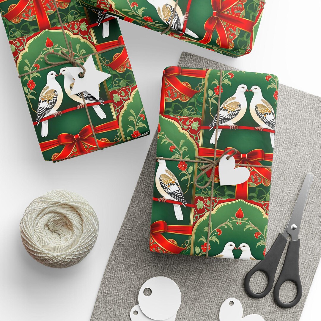 Wrapping Papers Two Turtle Doves Christmas Gift Wrap, Victorian Art ...
