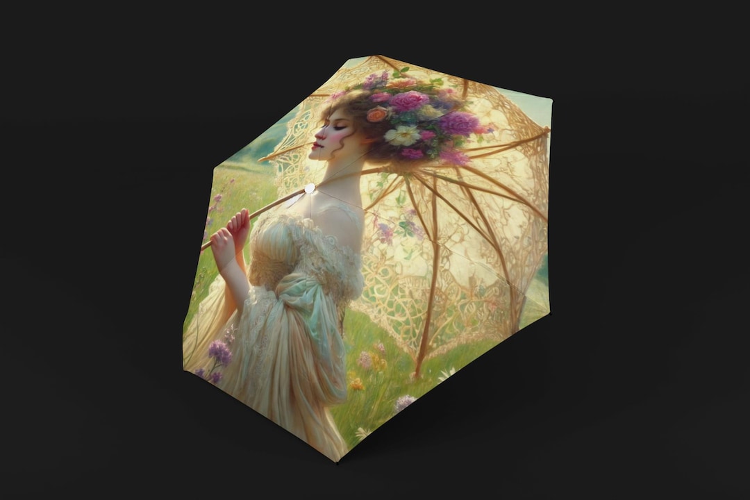 Art Nouveau Umbrella: Victorian Beauty Parasol, Foldable Sun Shade - Etsy