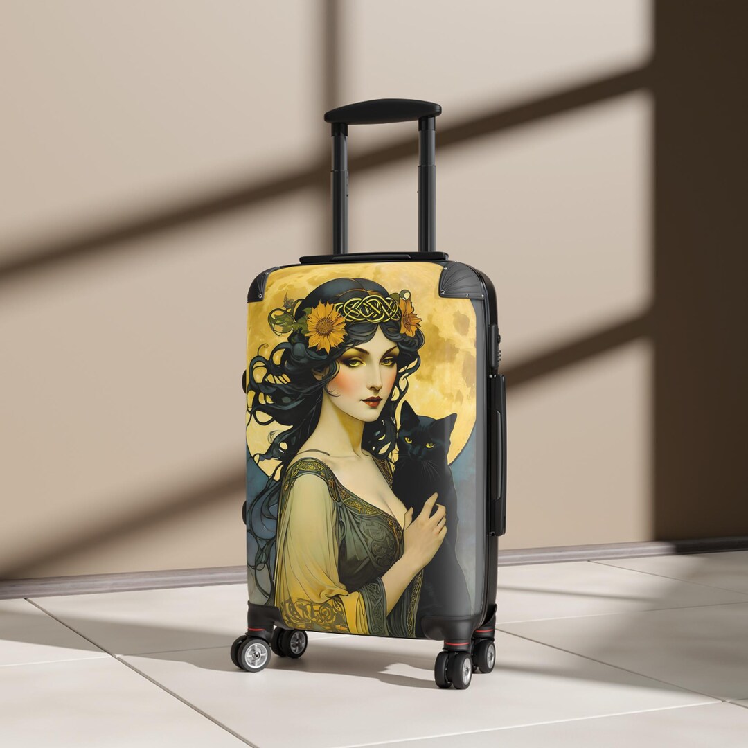 Cat Goddess Suitcase, Unique Travel Bag, Artistic Suitcase With Cat ...