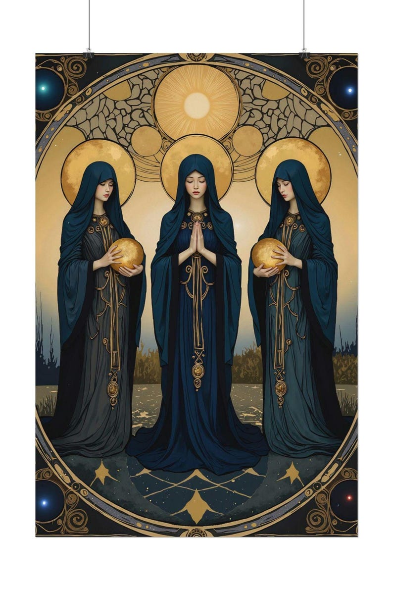 Norse Mythology Art Nouveau Poster: the Norns, Nordic Goddesses - Etsy
