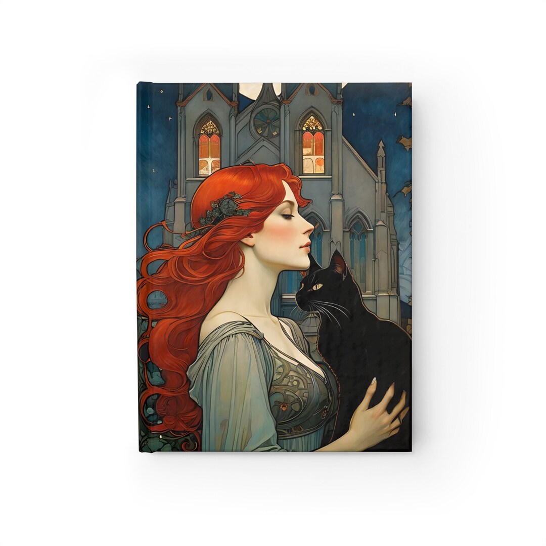Notebook Collection: Red-haired Witch and Black Cat, Lined and Unlined ...