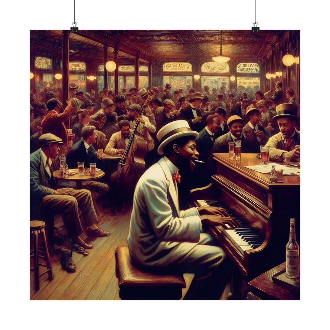 Piano Player Art Print: "uptown, 1910" Retro Jazz Poster - Etsy