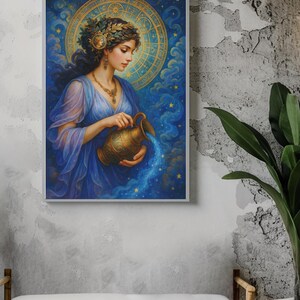 Aquarius Art Print: Greek Goddess, Zodiac Astrology Poster - Etsy