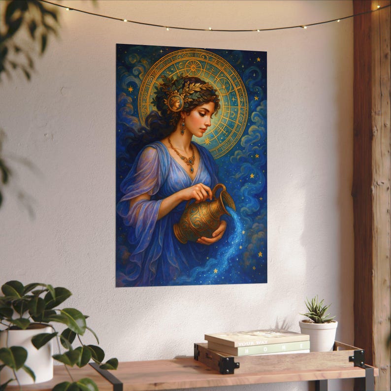 Aquarius Art Print: Greek Goddess, Zodiac Astrology Poster - Etsy