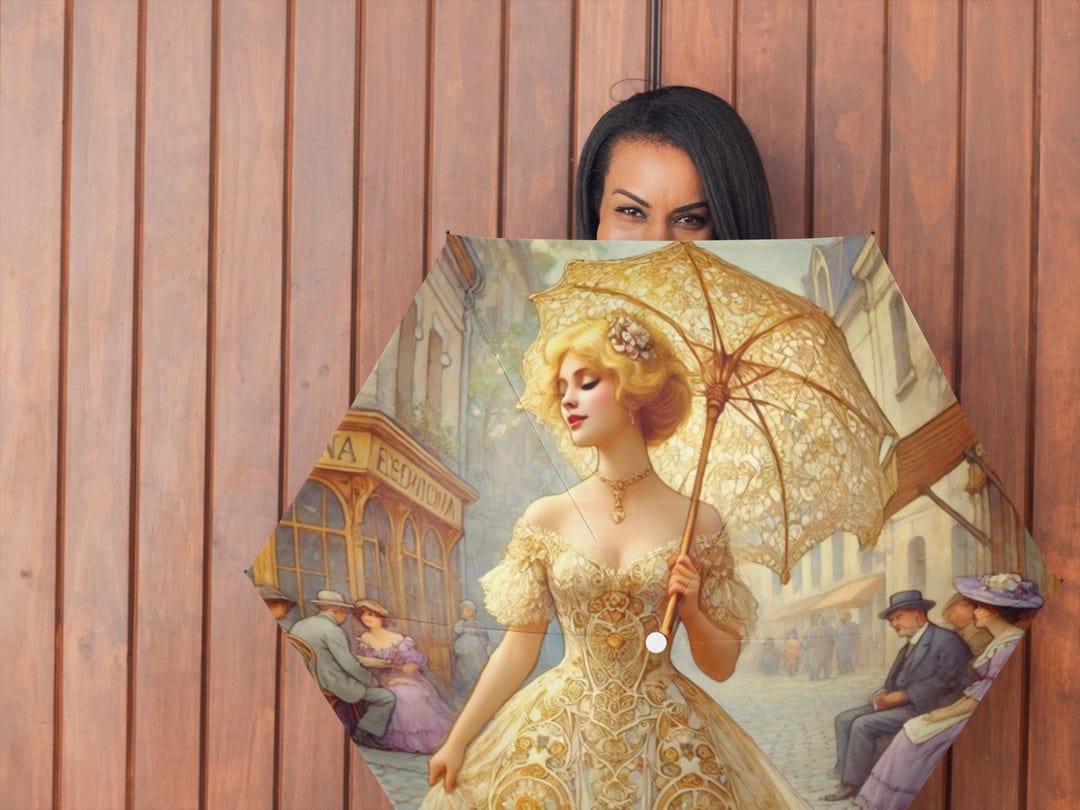 Victorian Beauty Umbrella: Paris Art Nouveau Foldable Parasol - Etsy