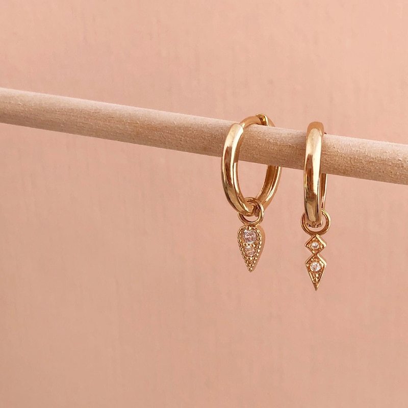 Charm Hoop Earrings - Etsy