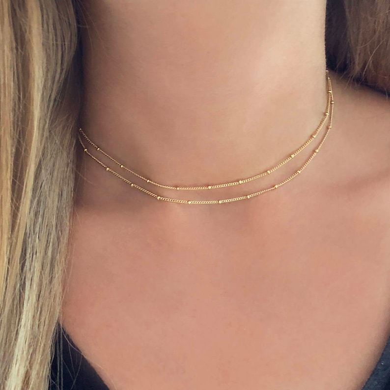 Delicate Gold Double Chain Necklace Elegant Minimalist - Etsy