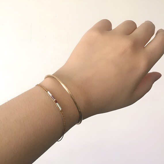 Minimalist Delicate Bracelet with Tiny Beads Dainty Thin Chain Bracelet Multicolor Boho Friendship Bracelet in Mint Turquoise Gold Etsy