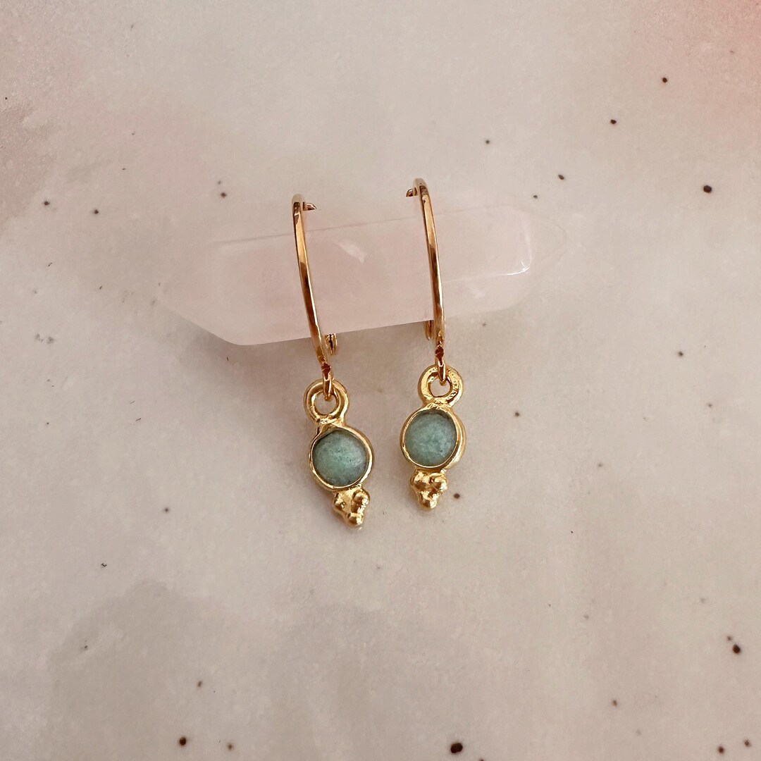 Boho Gemstone Hoops, Gold Moonstone Labradorite Amazonite Garnet ...