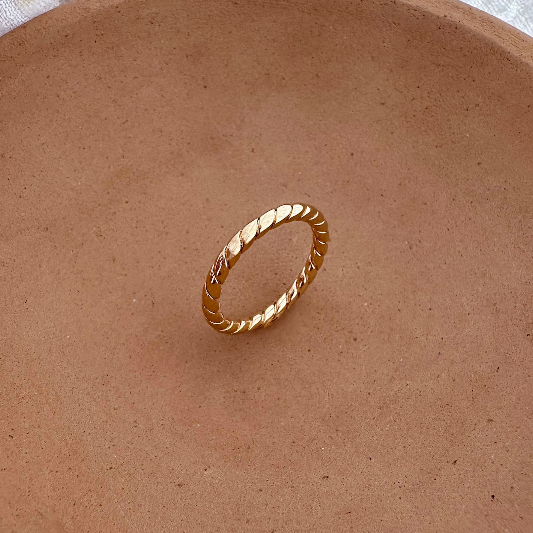 Thick Gold Braid Ring, Striped Elegant Gift for Her, Feminine ...