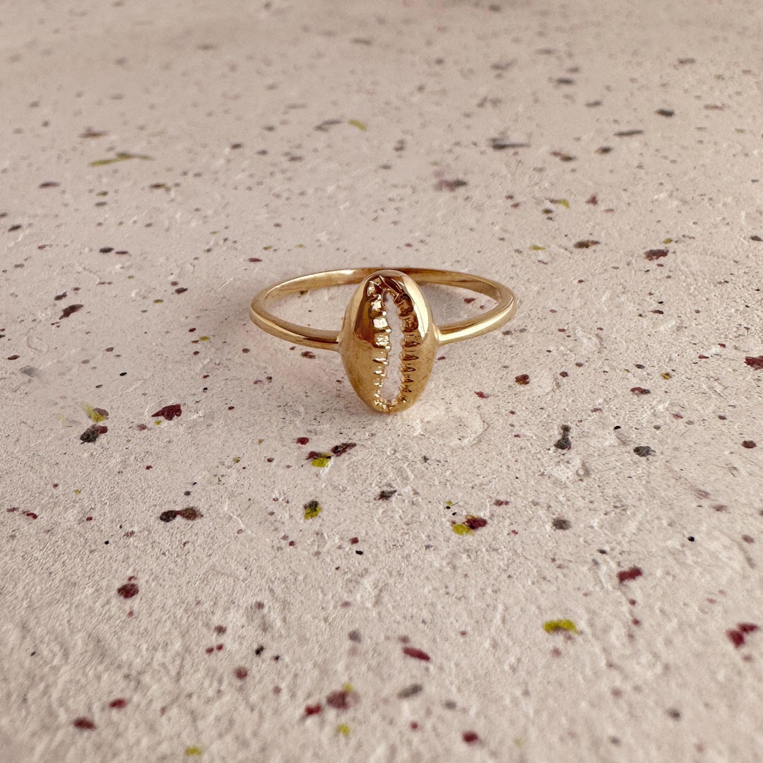 Gold Cowrie Ring, Dainty Simple Sea Shell Ring for Ocean Lover, Summer ...