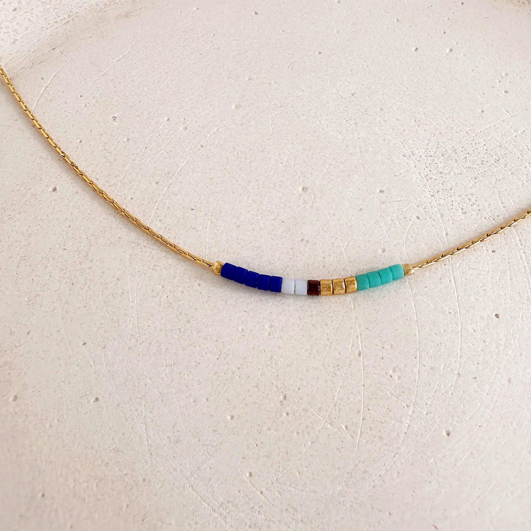 Minimalist Gold Delicate Short Necklace With Tiny Beads, 24k Goldplated ...