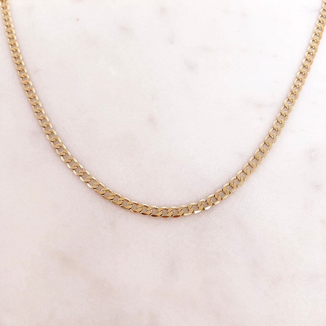 Simple Gold Chain Necklace, 18k Goldplated Thick Curb Chain Choker ...