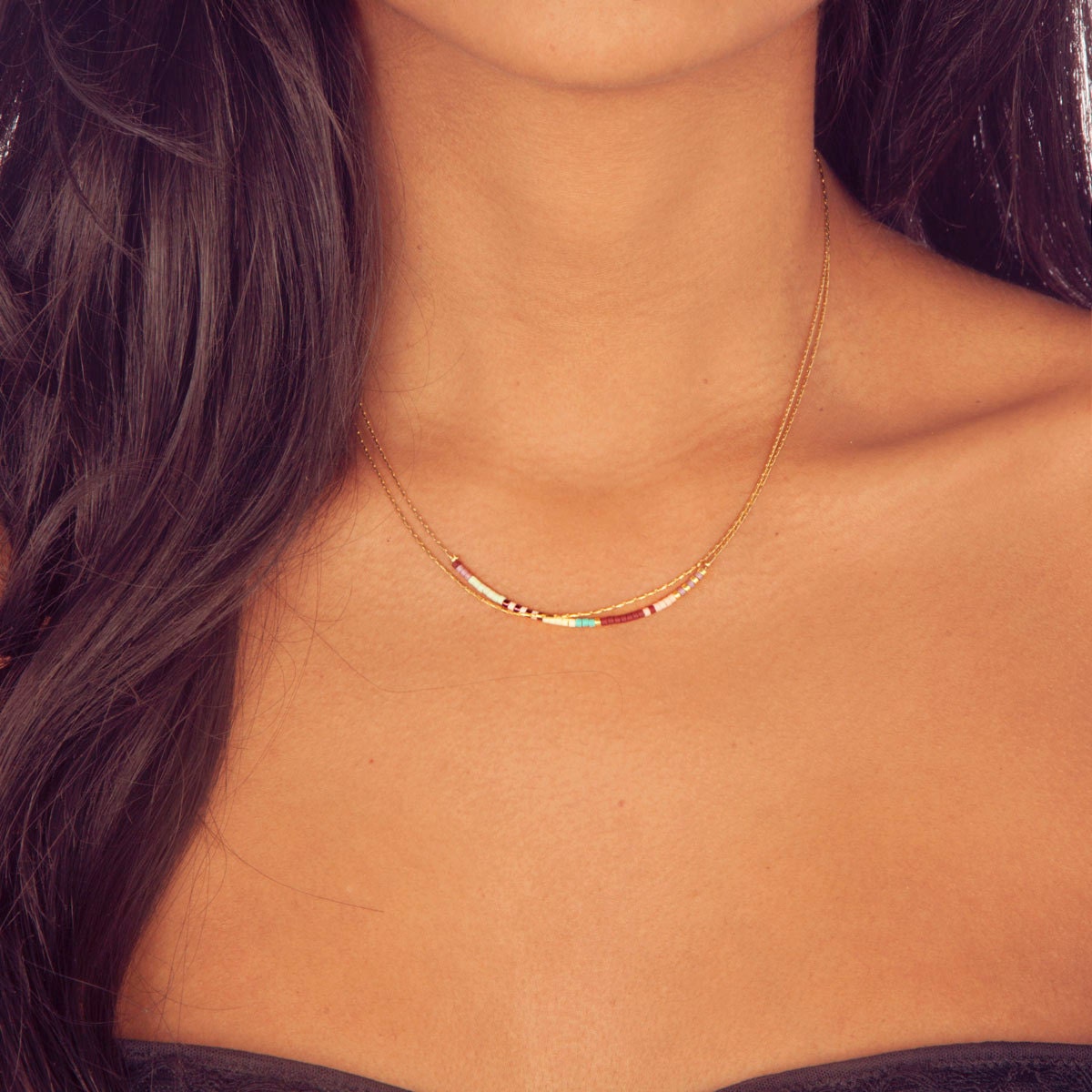 Minimalist & Delicate Gold Double Necklace With Tiny - Etsy