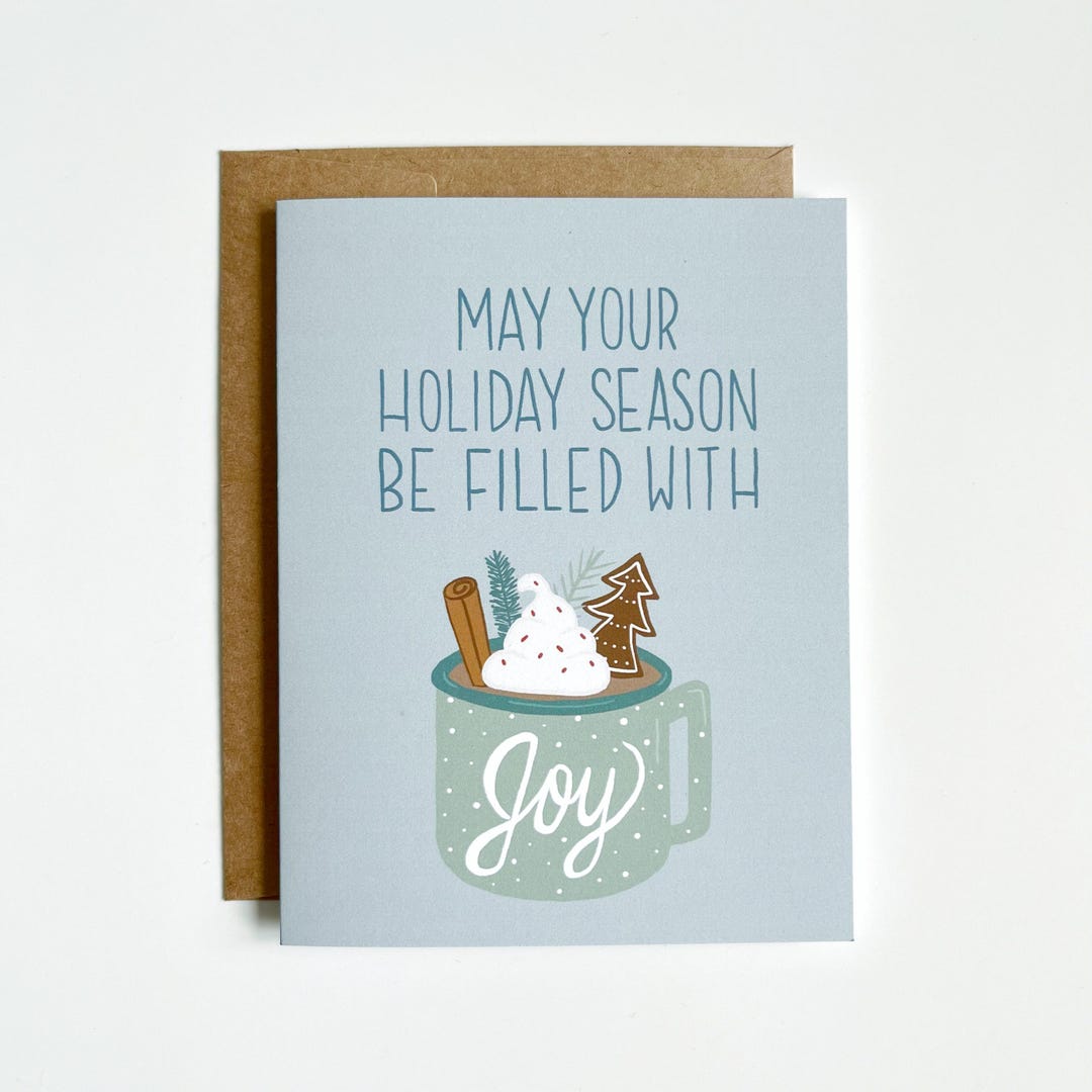 Printable Christmas Card, Digital Hot Cocoa Greeting Card, Hot ...