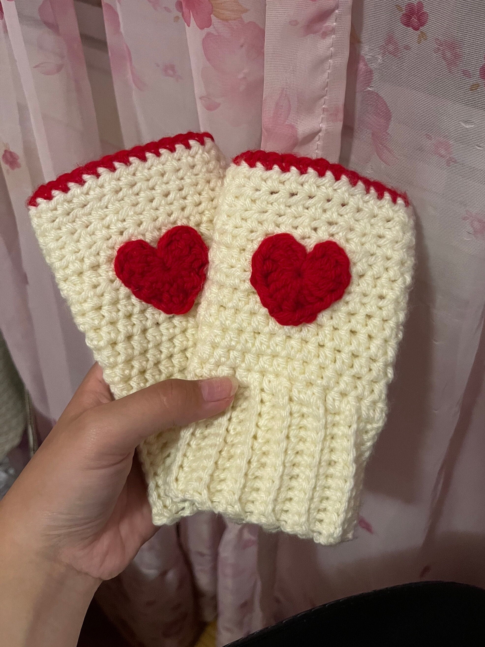 Crochet Hearts and Stars Hand Warmers ~ Handmade Soft Fingerless Gloves ...