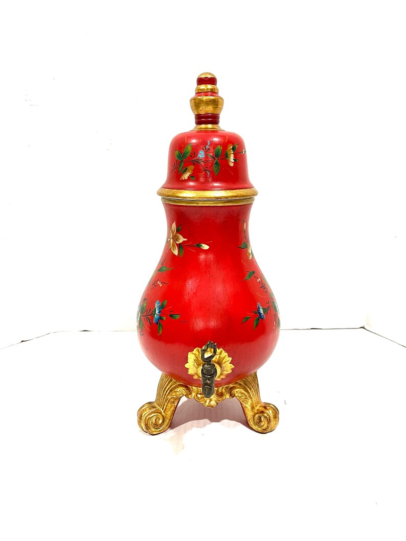 Vintage Italy Teapot Hand Painted Porcelain Red Flowers Footed ...