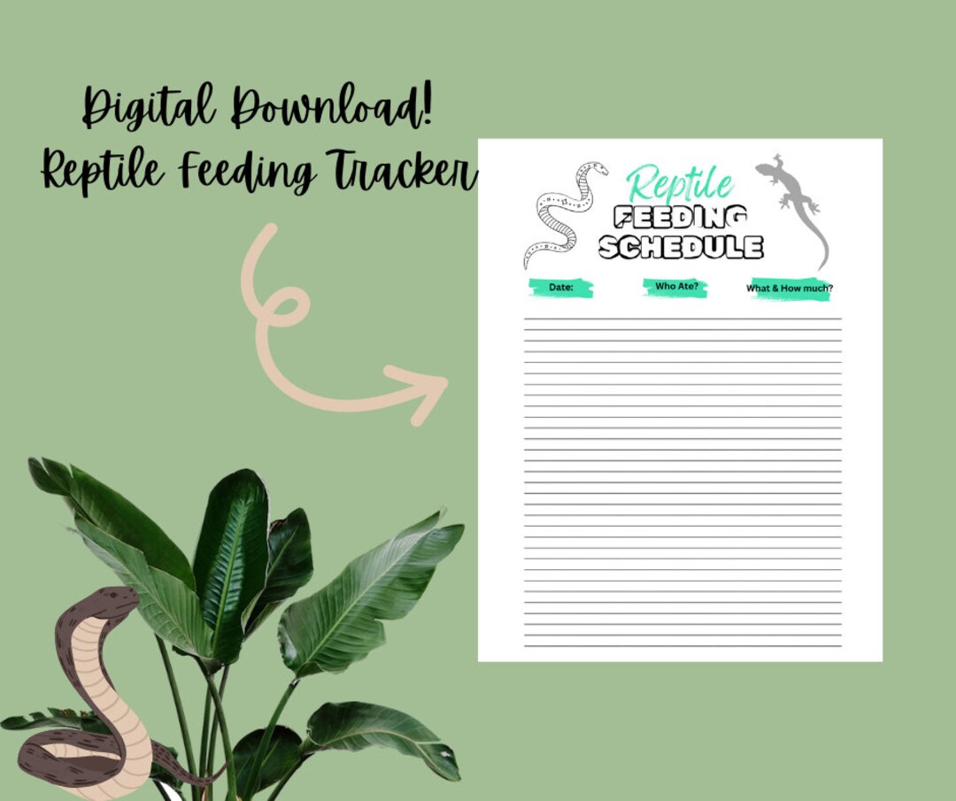 Reptile Feeding Chart Printable, Snake Feeding, Lizard Feeding, Feeding Worksheet, Gecko Feeding ...