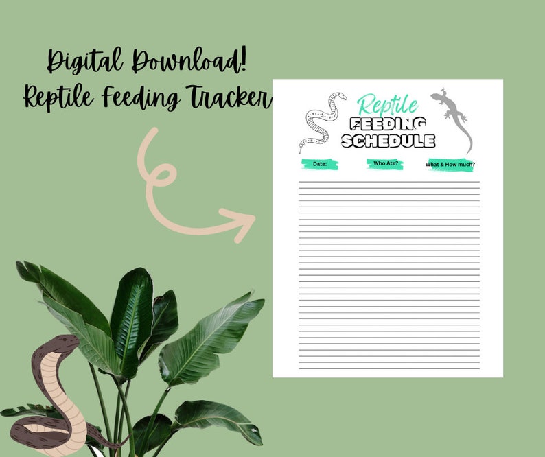 Reptile Feeding Chart Printable, Snake Feeding, Lizard Feeding, Feeding ...