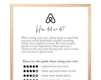 Airbnb Star Rating Explanation Printable Editable Template, 5 Star ...