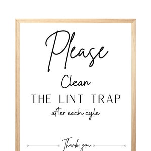 Airbnb Sign | Please Clean the Lint Trap | Laundry Room Printable Sign ...