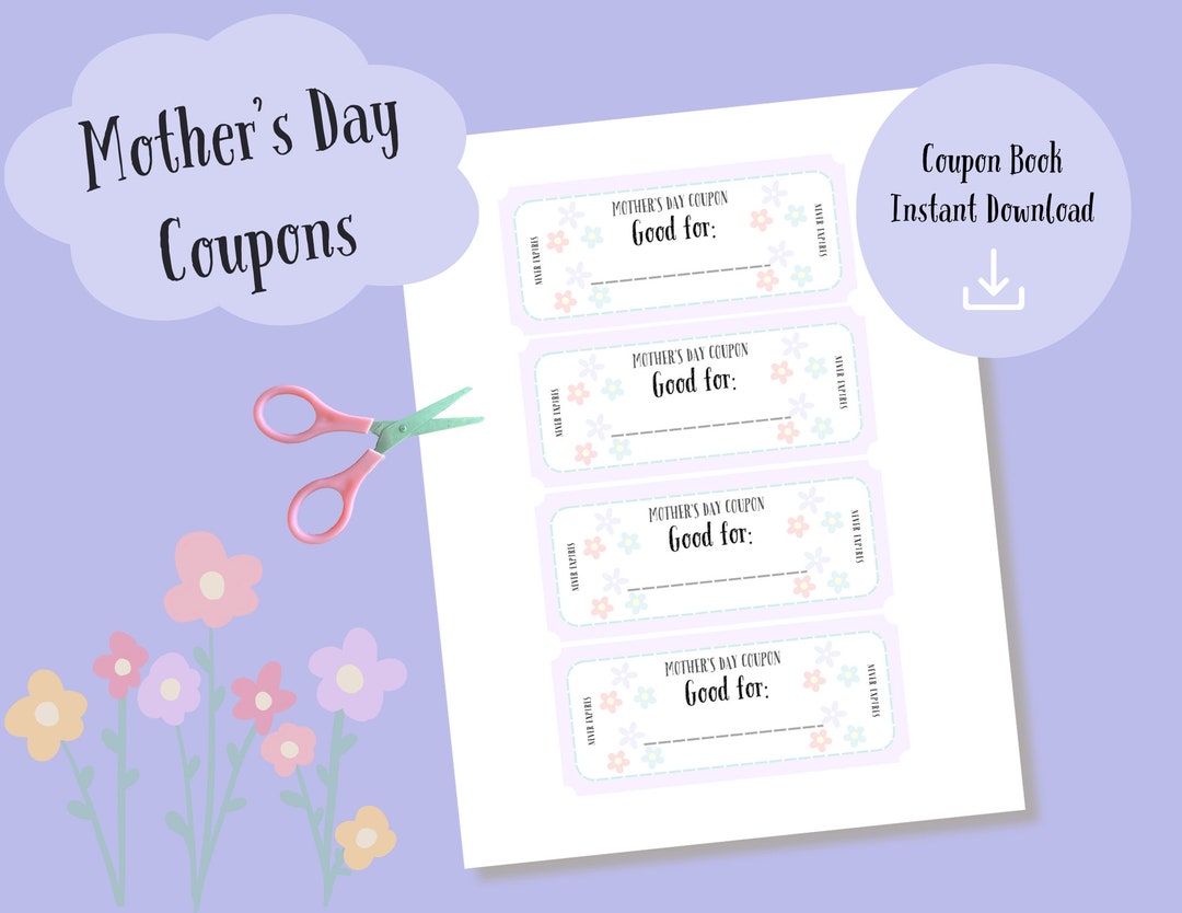Mothers Day Coupon Book, Printable Coupon Book, Custom Coupon Book ...