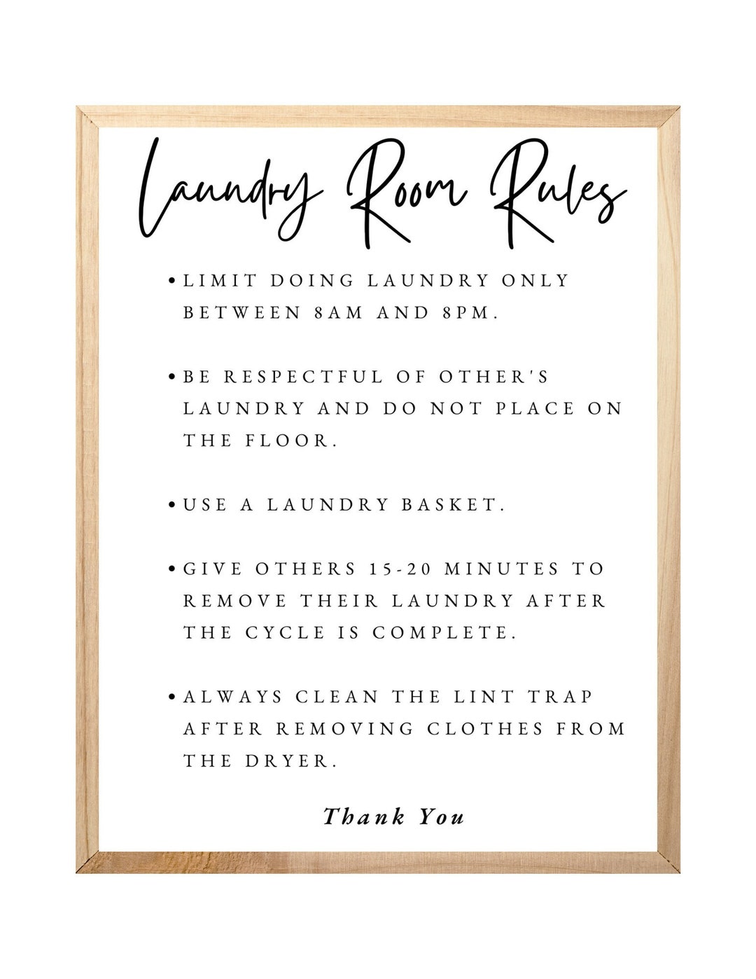 Laundry Room Rules Sign, Washing Machine Instructions, Printable Airbnb ...