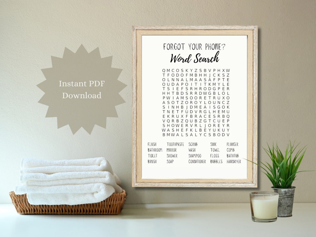 Bathroom Sign | Forgot Your Phone? | Bathroom Word Search | Instant PDF ...