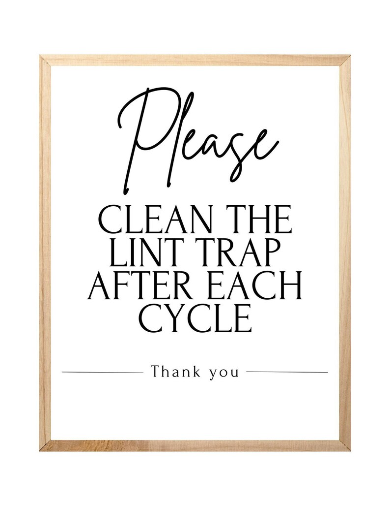 Airbnb Sign Please Clean the Lint Trap Laundry Room Printable Sign - Etsy