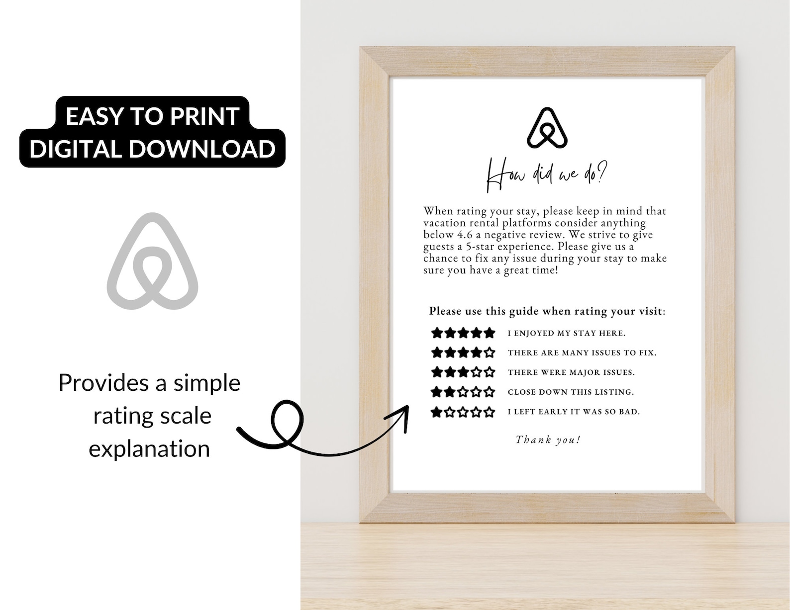 Airbnb Star Rating Guide Printable (PDF) - Etsy