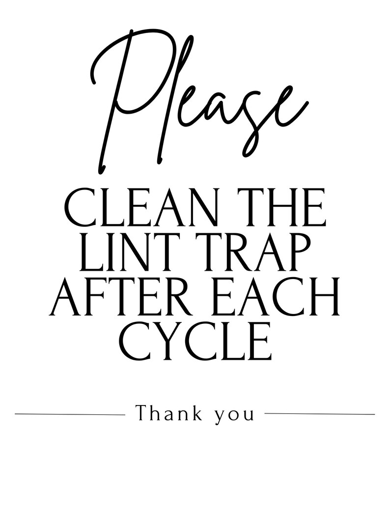 Airbnb Sign Please Clean the Lint Trap Laundry Room Printable Sign - Etsy