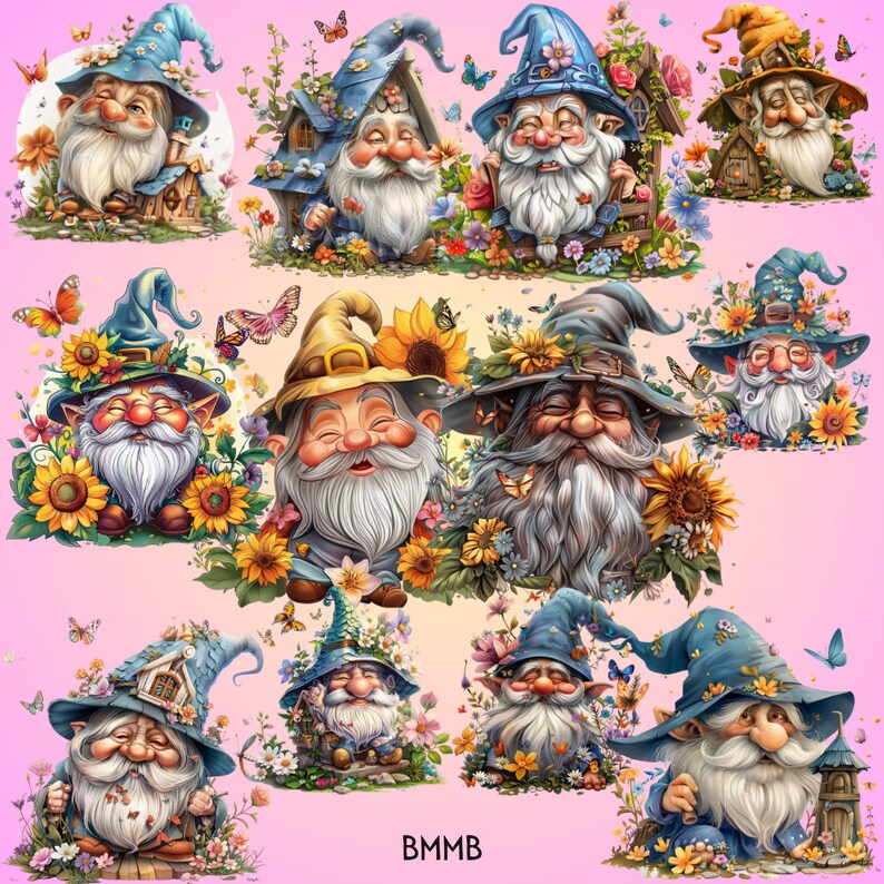 Cute Gnomes Clipart Watercolor, Adorable Gnome Illustrations 60 PNG ...