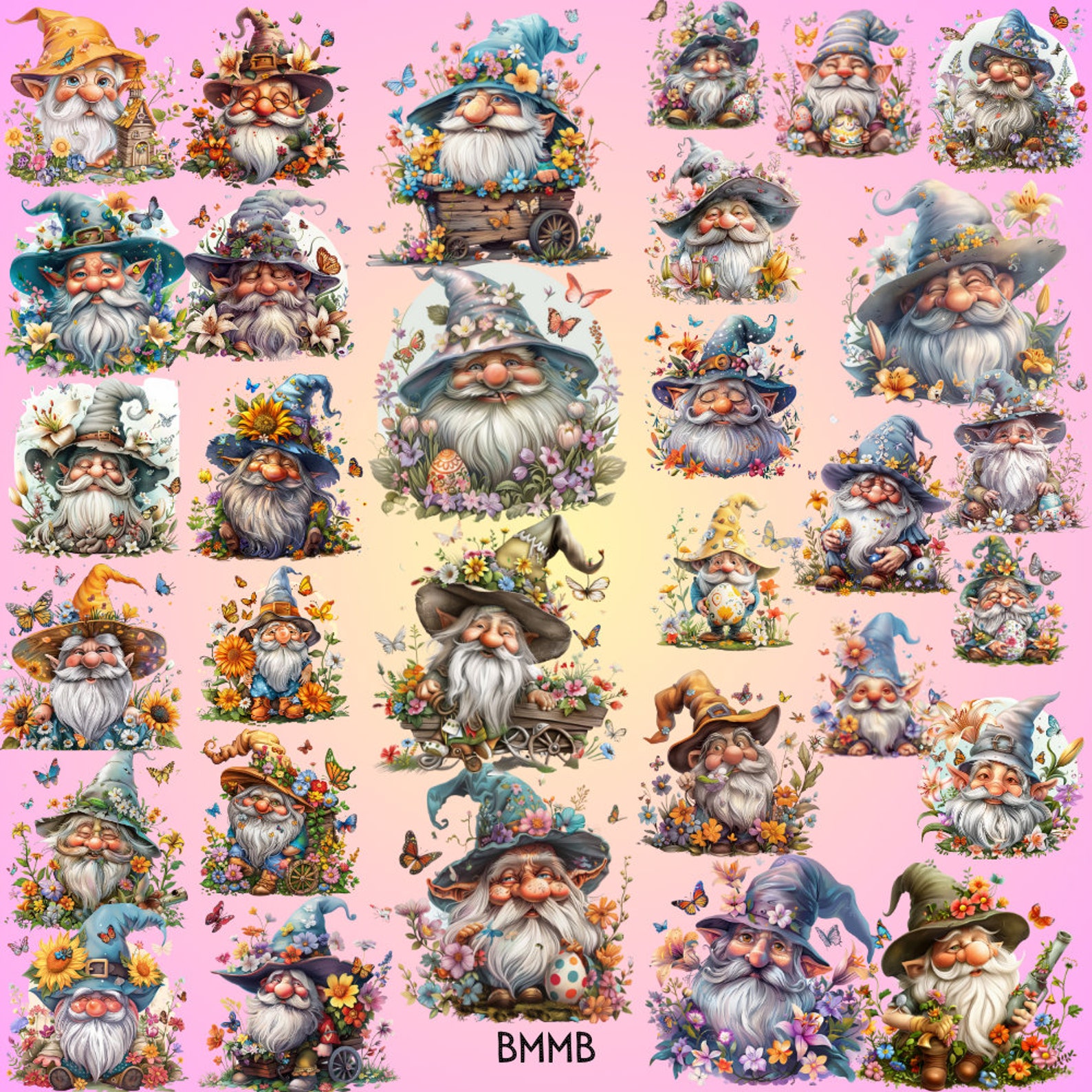 Cute Gnomes Clipart Watercolor, Adorable Gnome Illustrations 60 PNG ...