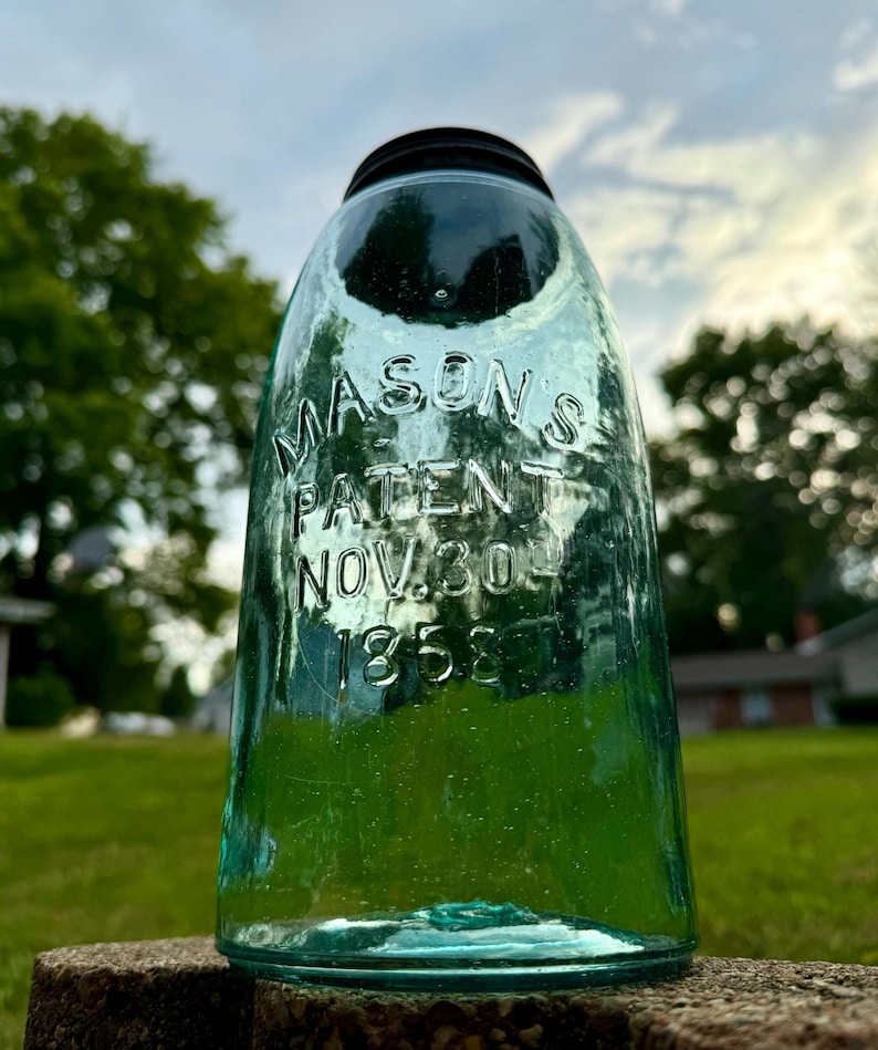 Mason’s Patent Nov. 30th 1858 - Antique Half Gallon Blue Ball Mason ...