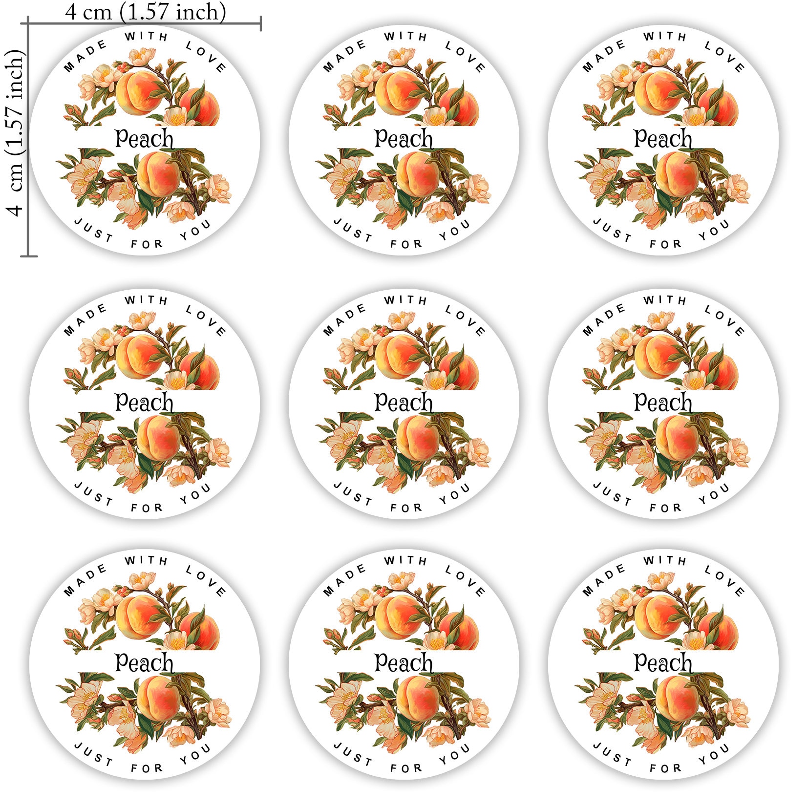 Label Peach. Set of 4, 5 or 9 Pieces. Stickers for Homemade Products ...