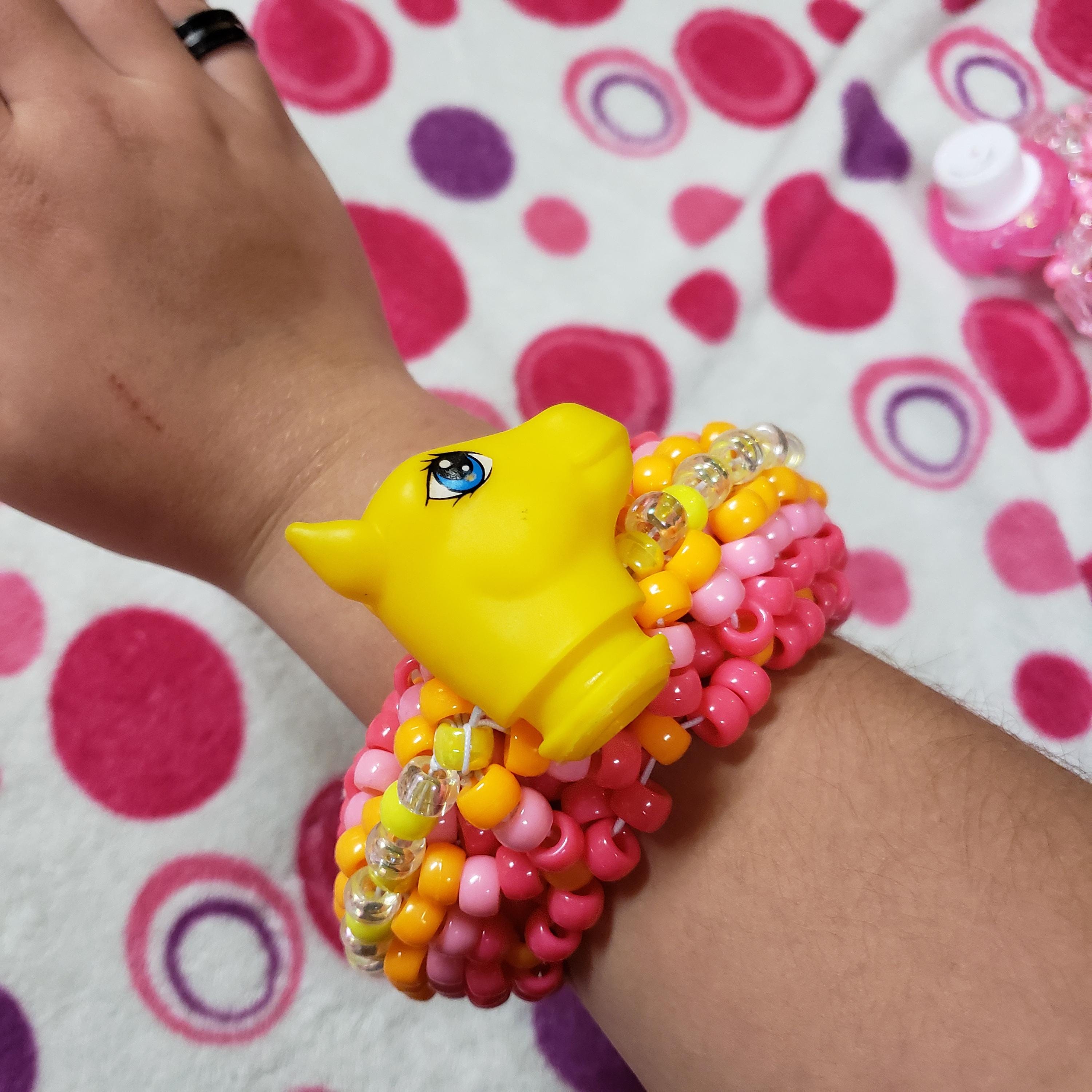 Pink and Yellow UFO Kandi Cuff - Etsy