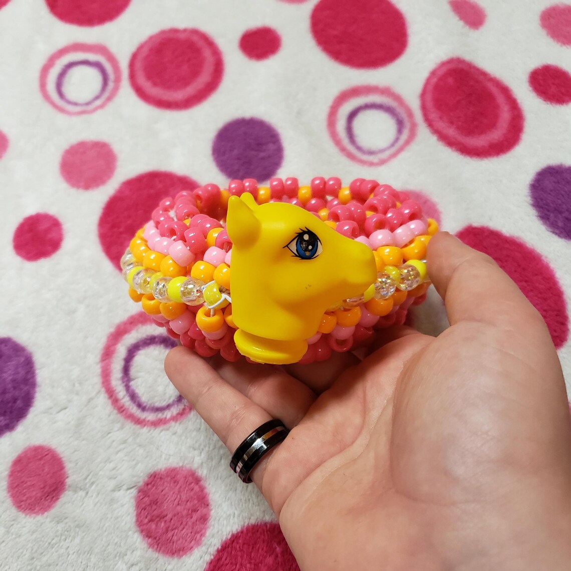 Pink and Yellow UFO Kandi Cuff - Etsy