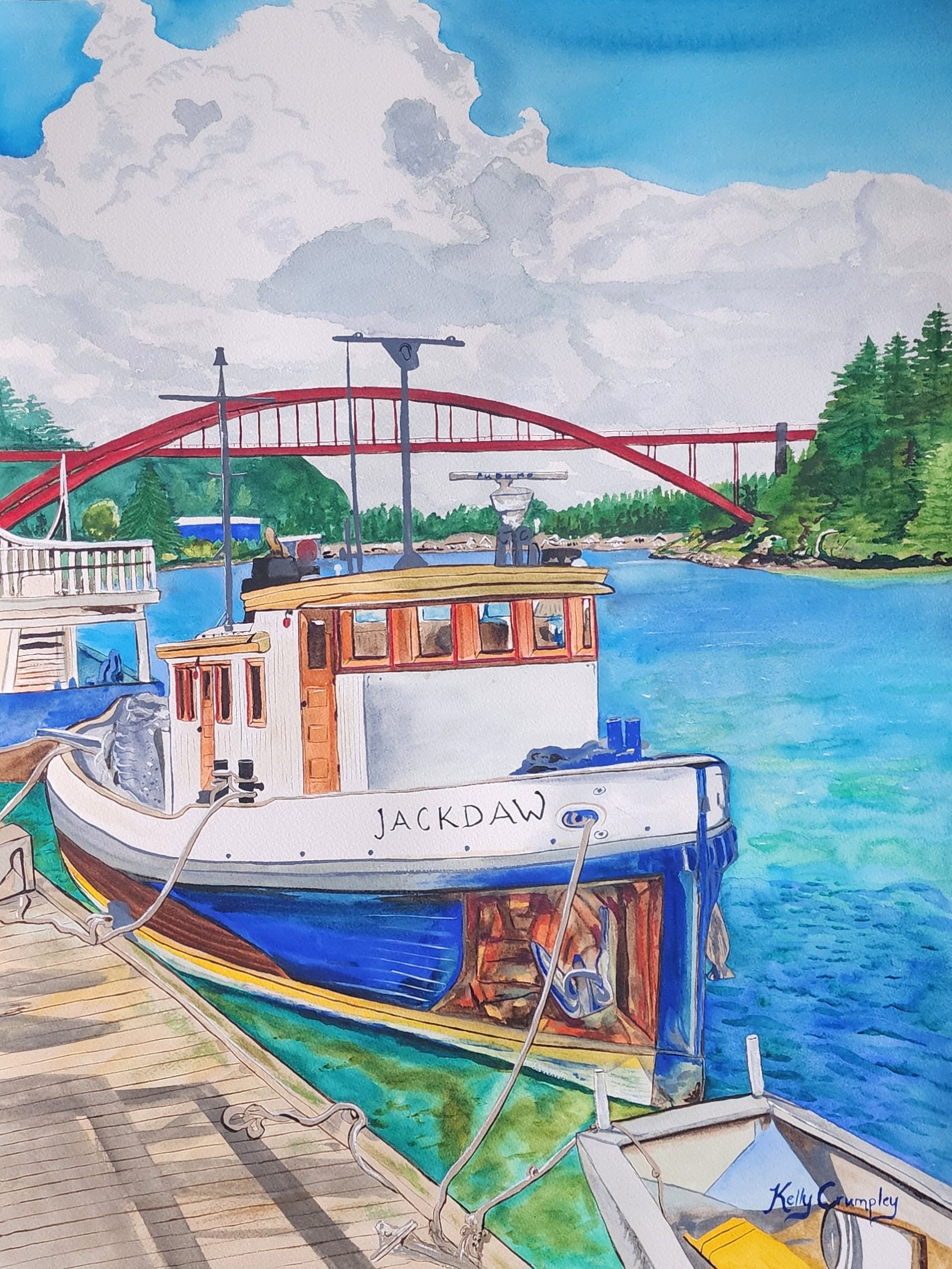 Jackdaw Laconner Tugboat Watercolor Limited Edition Print - Kelly ...